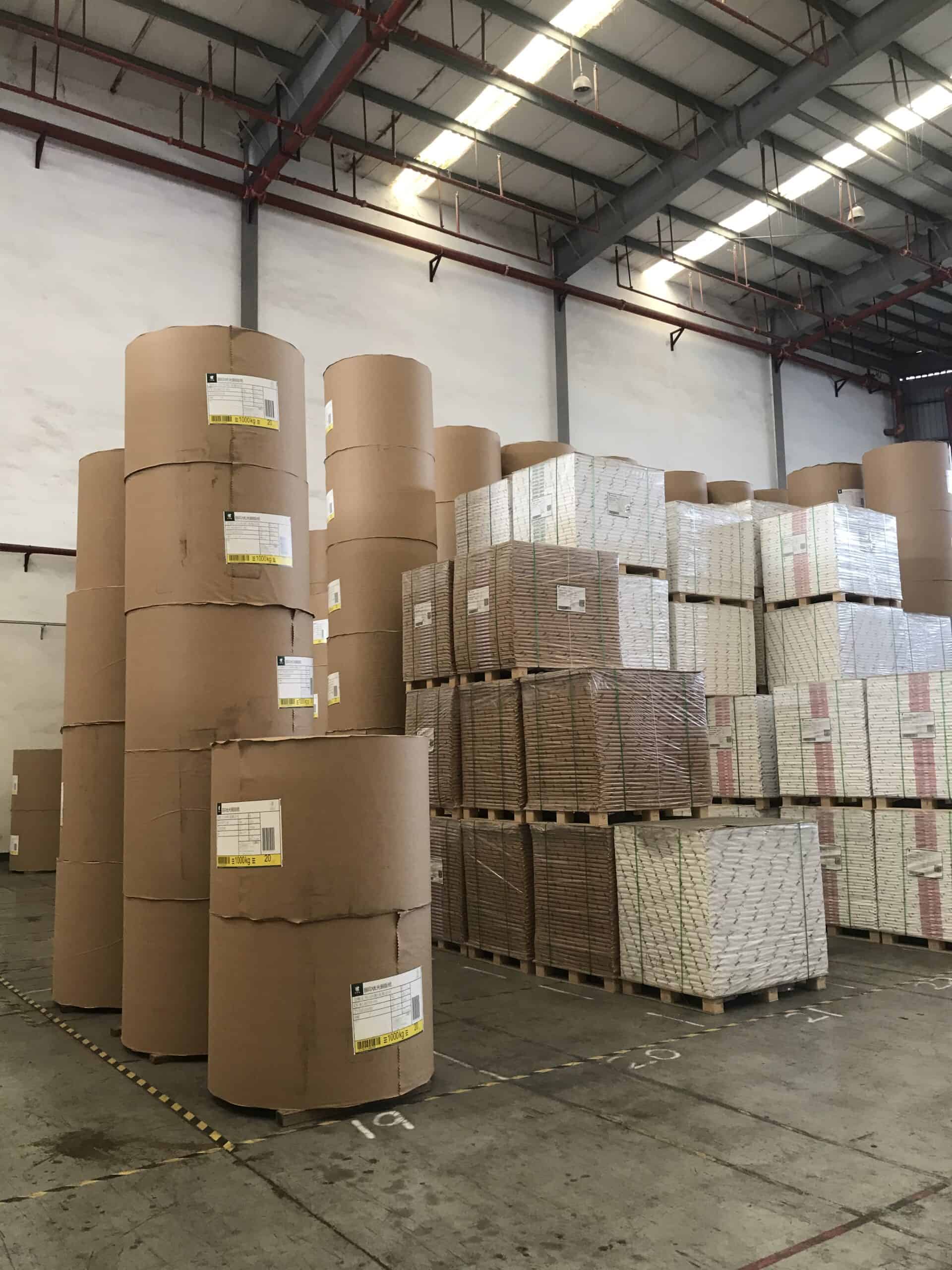 Paper Rolls in Warehouse - Holapaper